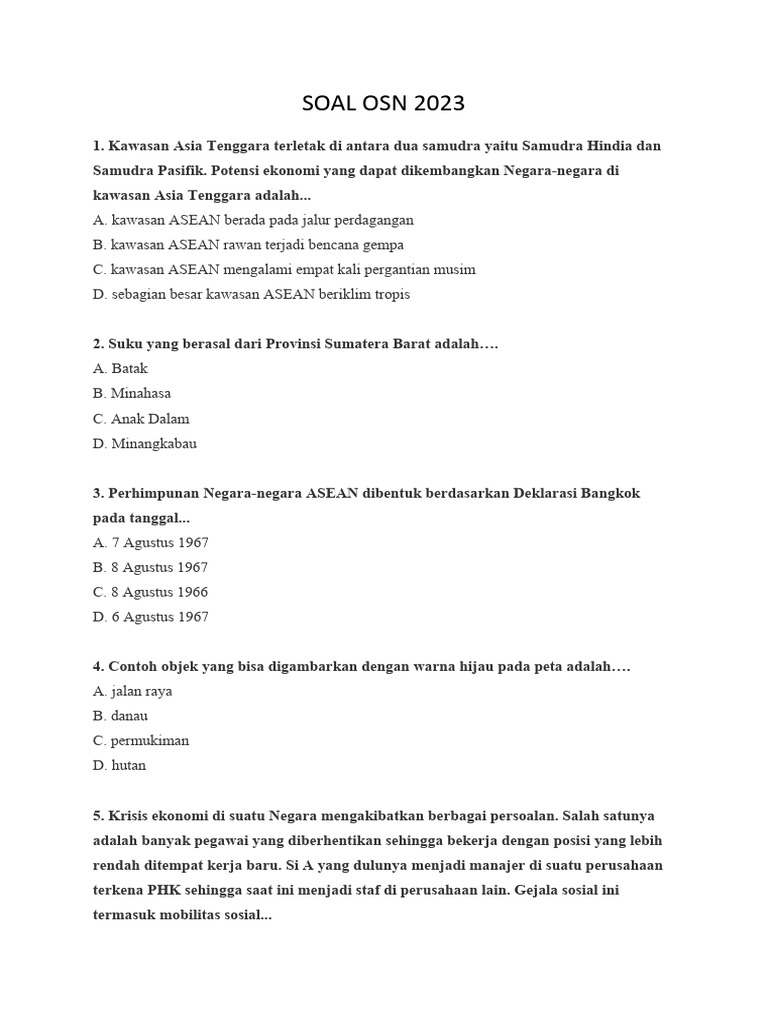 Soal Osn 2023 | PDF | Perjalanan