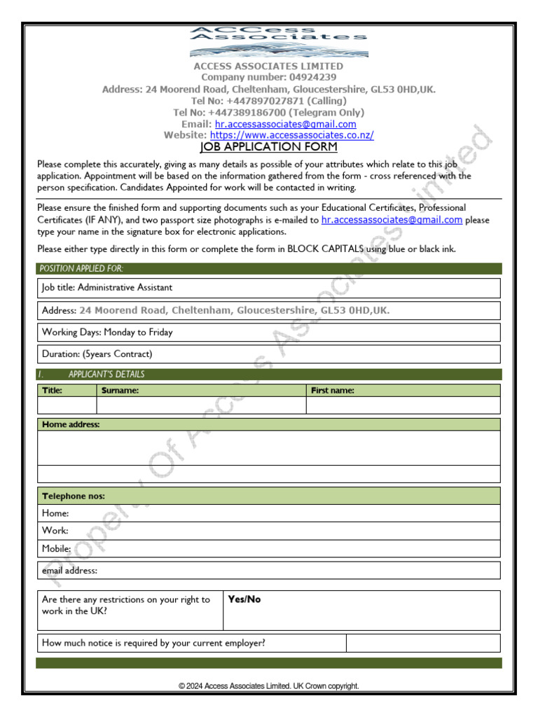 Access Associates Limited-Application-Form and Online Interview | PDF