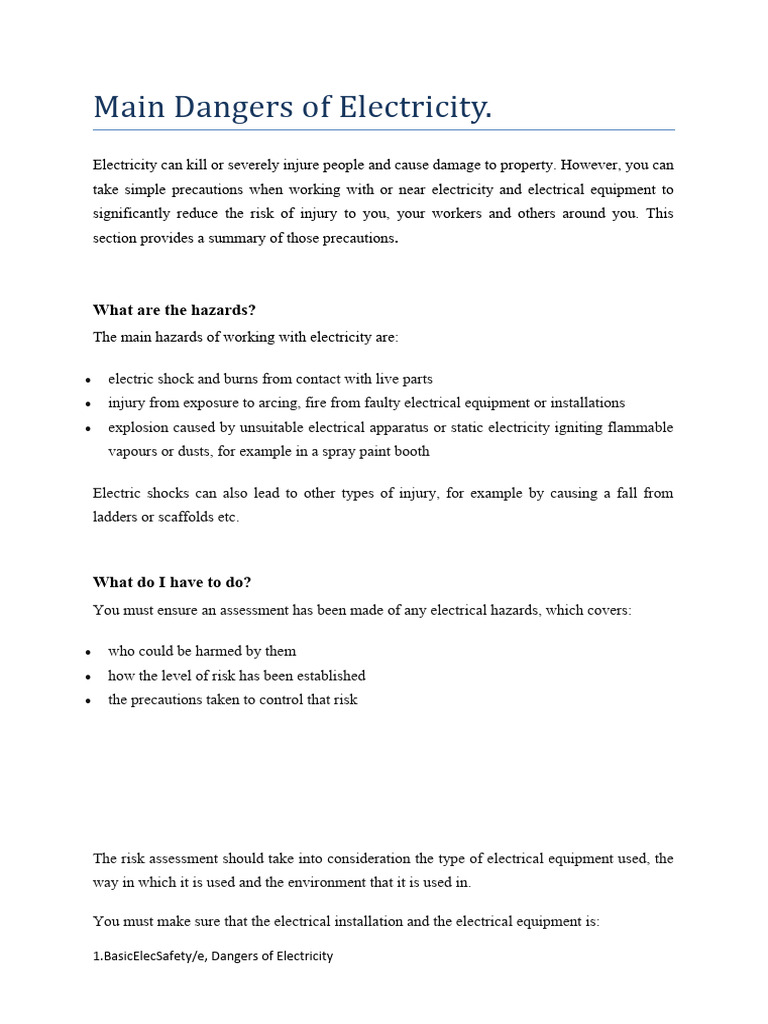 1e Dangers of Elec | PDF | Electrical Wiring | Electrical Connector
