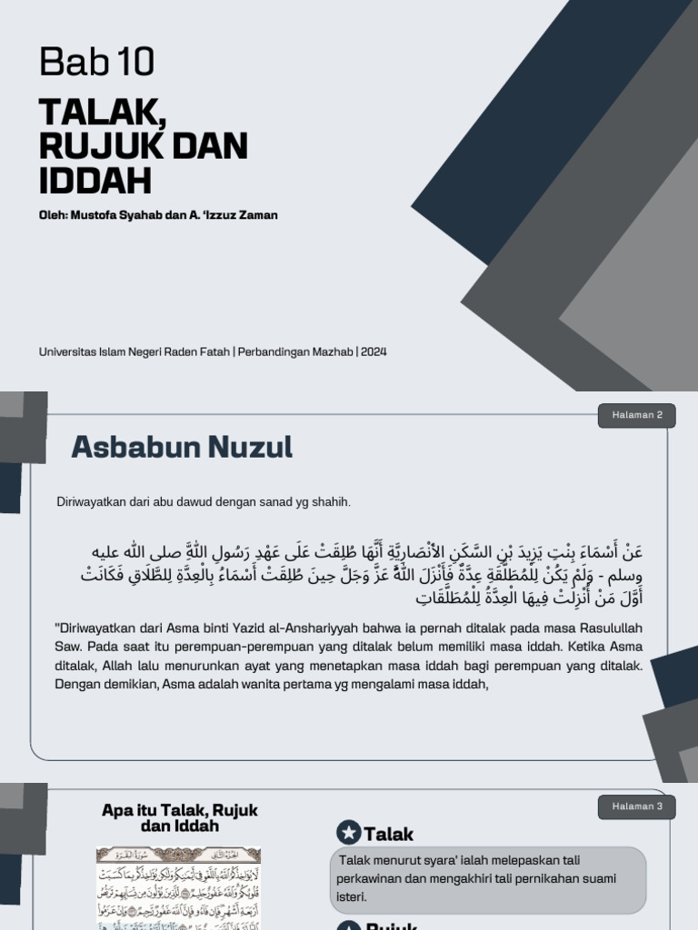 Talak, Rujuk, dan Iddah dalam Islam | PDF | Agama & Spiritualitas