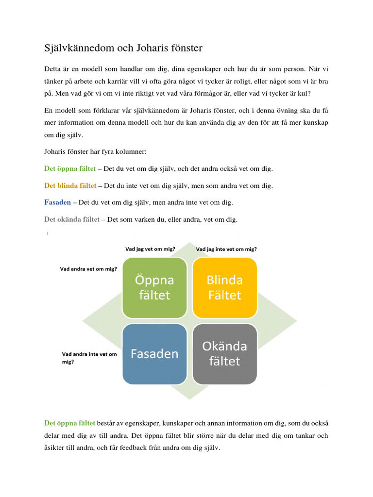 Självkännedom Och Joharis Fönster | PDF