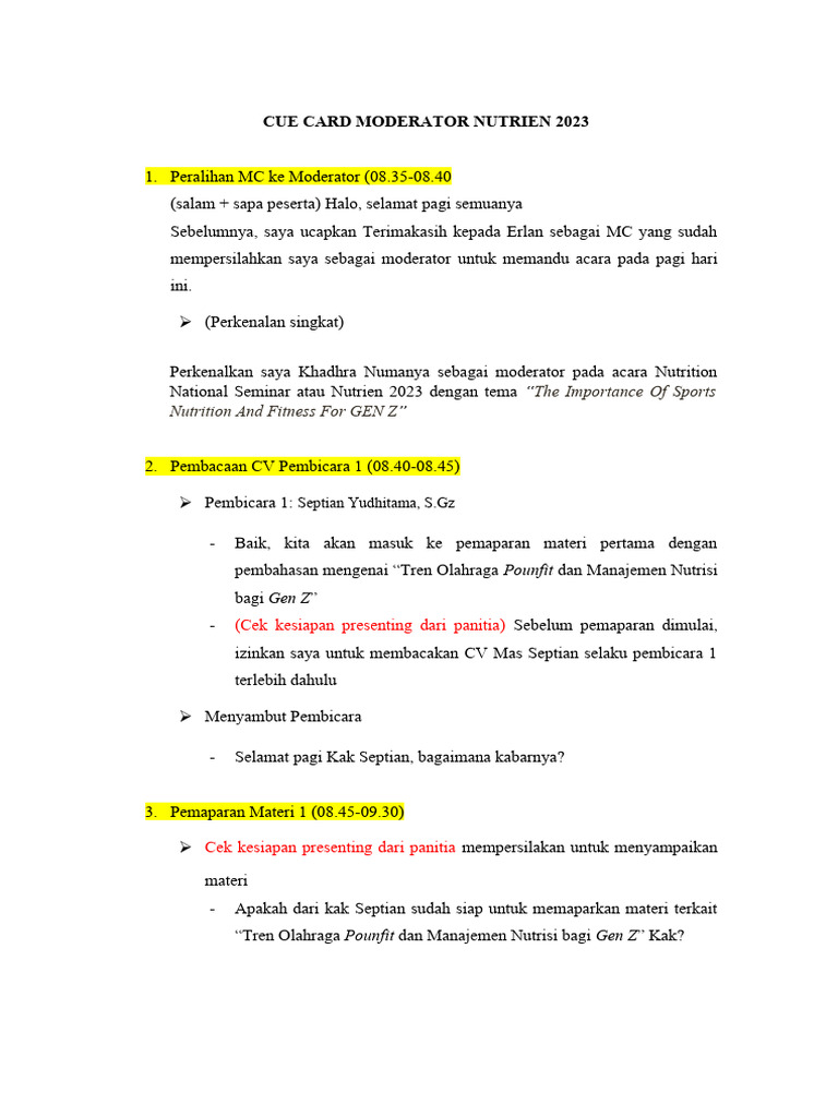 Cue Card Moderator Nutrien 2023 | PDF