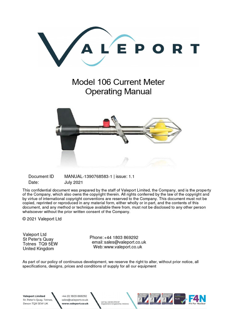 Model 106 Current Meter Operating Manual | PDF | Electrical Connector ...