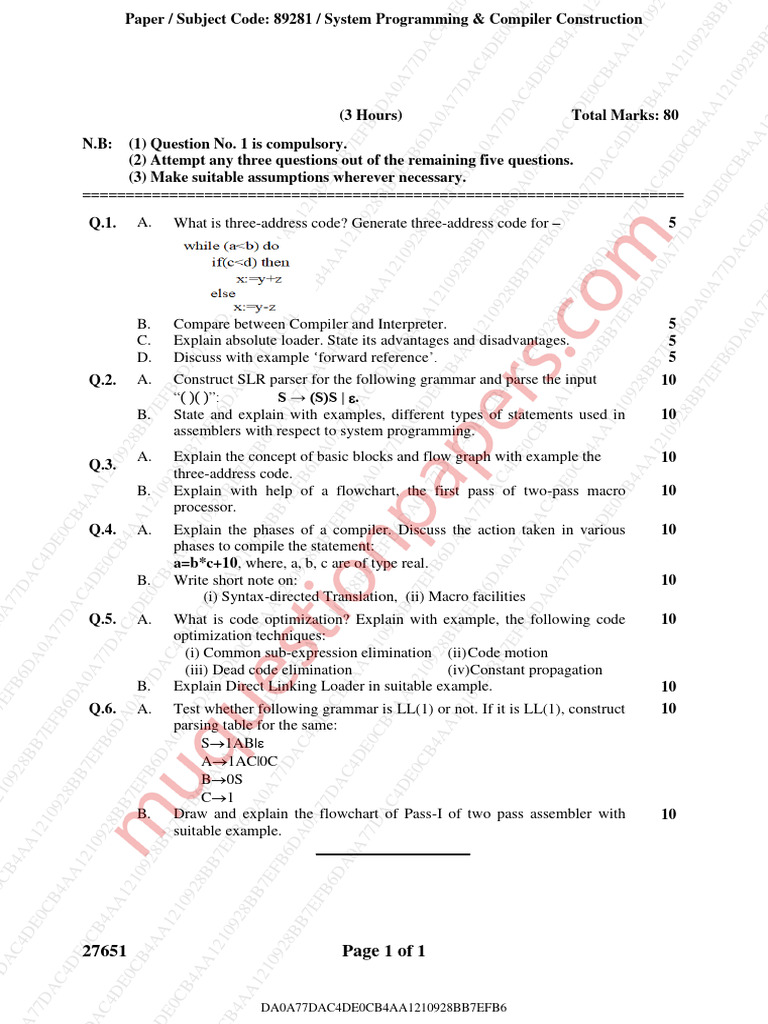 Be Computer Engineering Semester 6 2023 May System Programming Compiler ... Be Computer Engineering Semester 6 2023 May System Programming Compiler ...