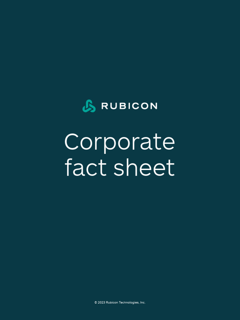 Rubicon Corporate Fact Sheet | PDF | Internet Of Things | Artificial ...
