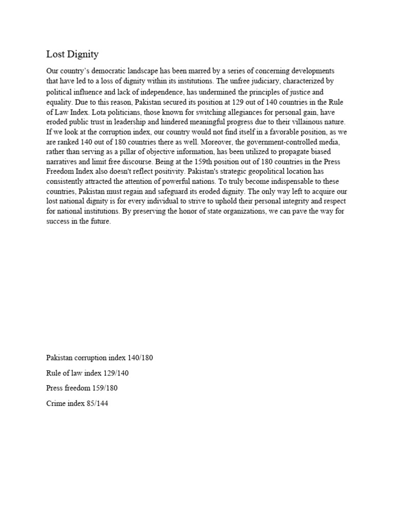 Lost Dignity | PDF
