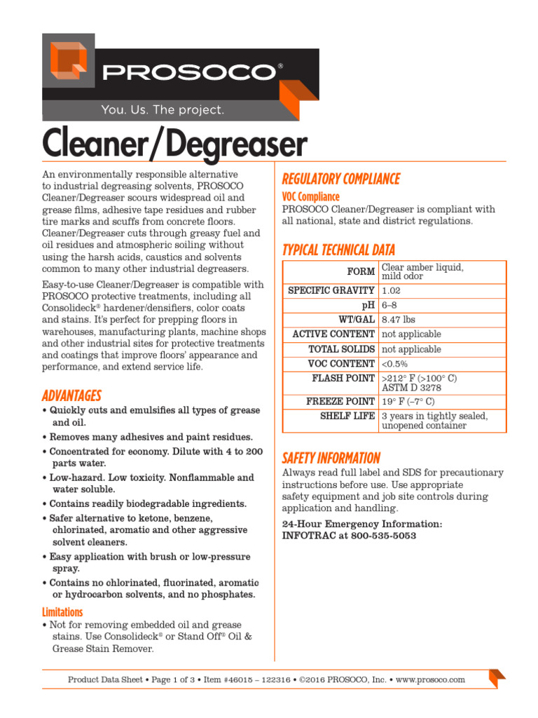 PR Cleaner Degreaser PDS 122316 C | PDF | Water | Washing Machine