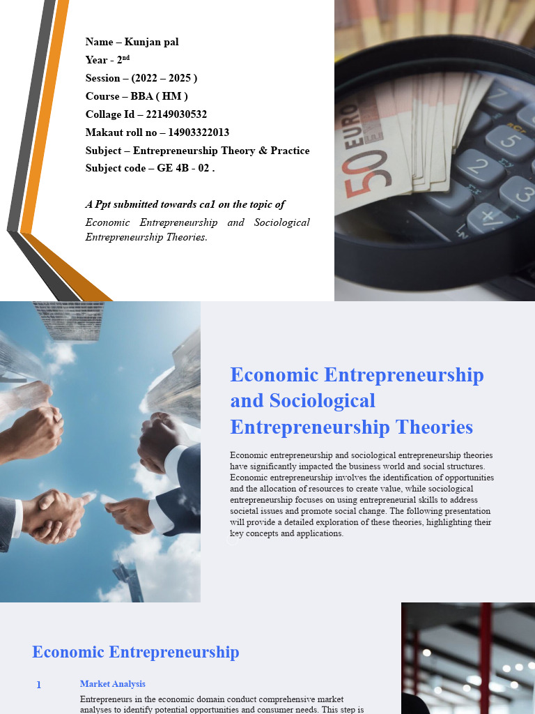 Economic Entrepreneurship and Sociological Entrepreneurship Theories ...