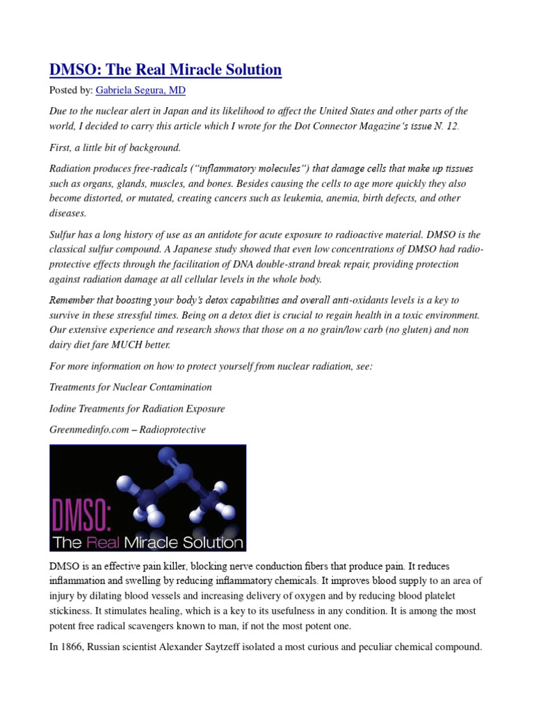 DMSO The Real Mineral Solution | PDF | Dimethyl Sulfoxide | Psoriasis
