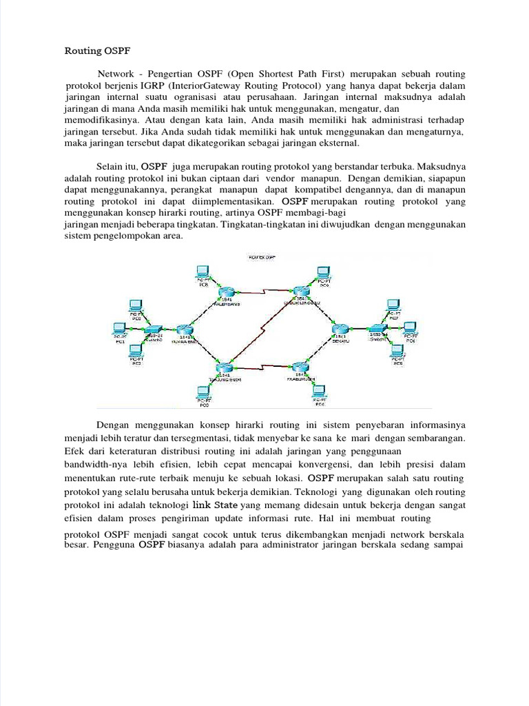 Praktikum Routing Ospf Dengan Menggunakan Simulasi Packet Tracer | PDF ...