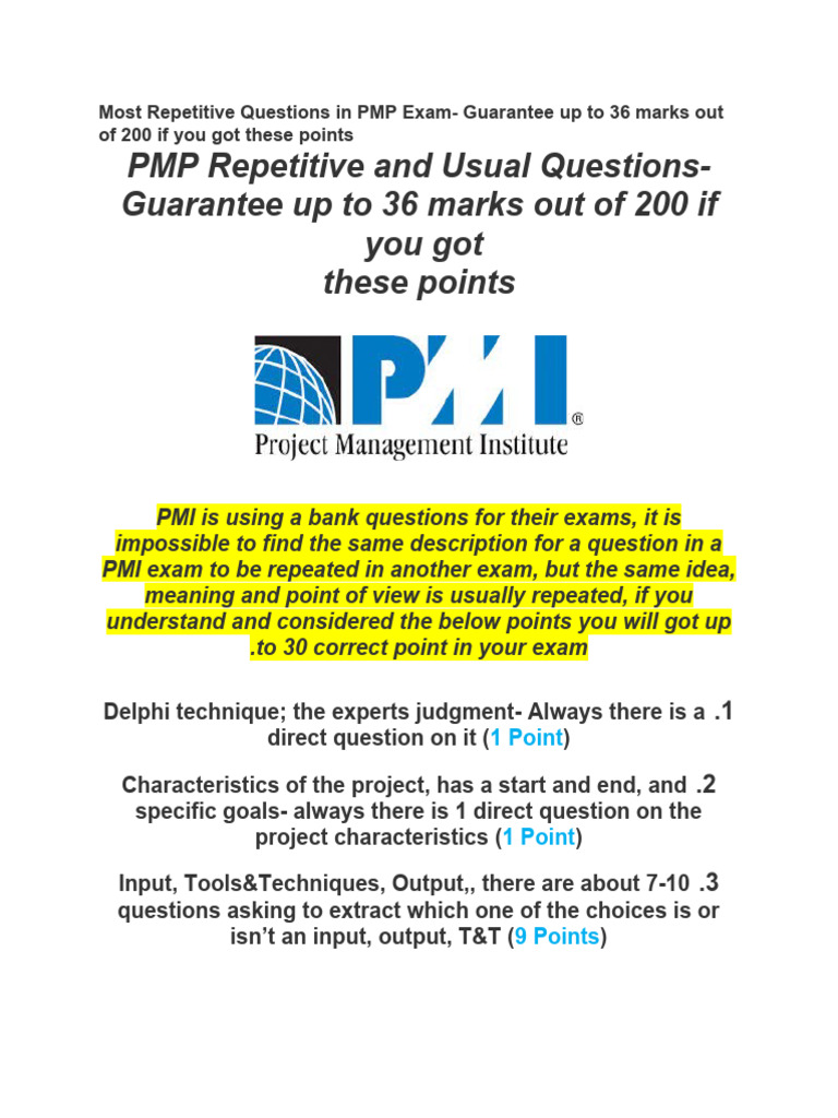 Repetitive Questions in PMP Exam | PDF | Standard Deviation