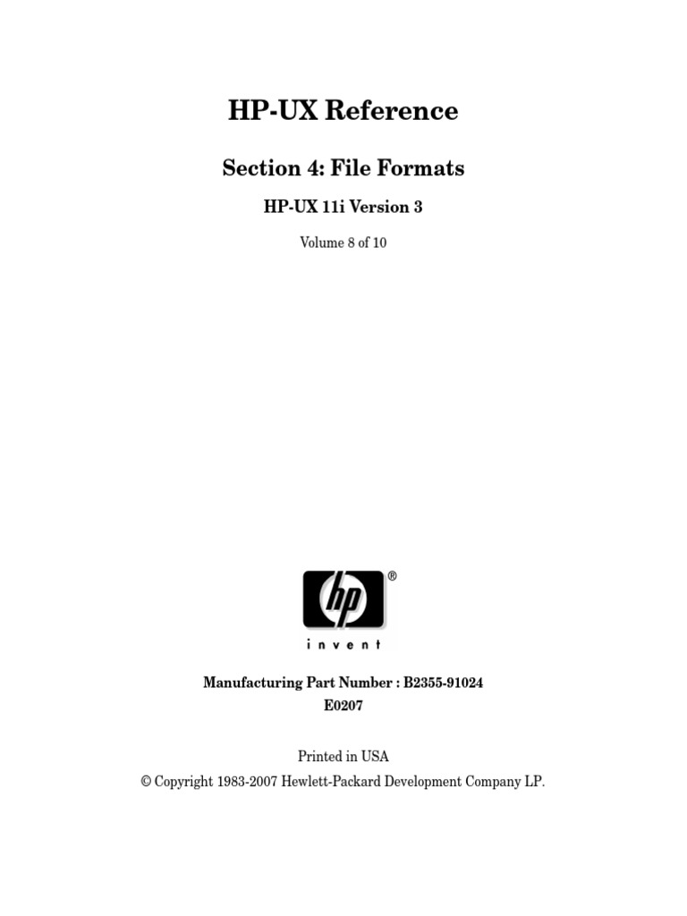 HP-UX Reference (11i v3 07 - 02) - 4 File Formats (Vol 8) | PDF ...