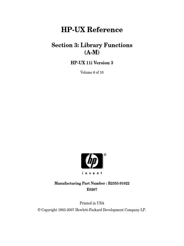 HP-UX Reference (11i v3 07 - 02) - 3 Library Functions A-M (Vol 6 ...