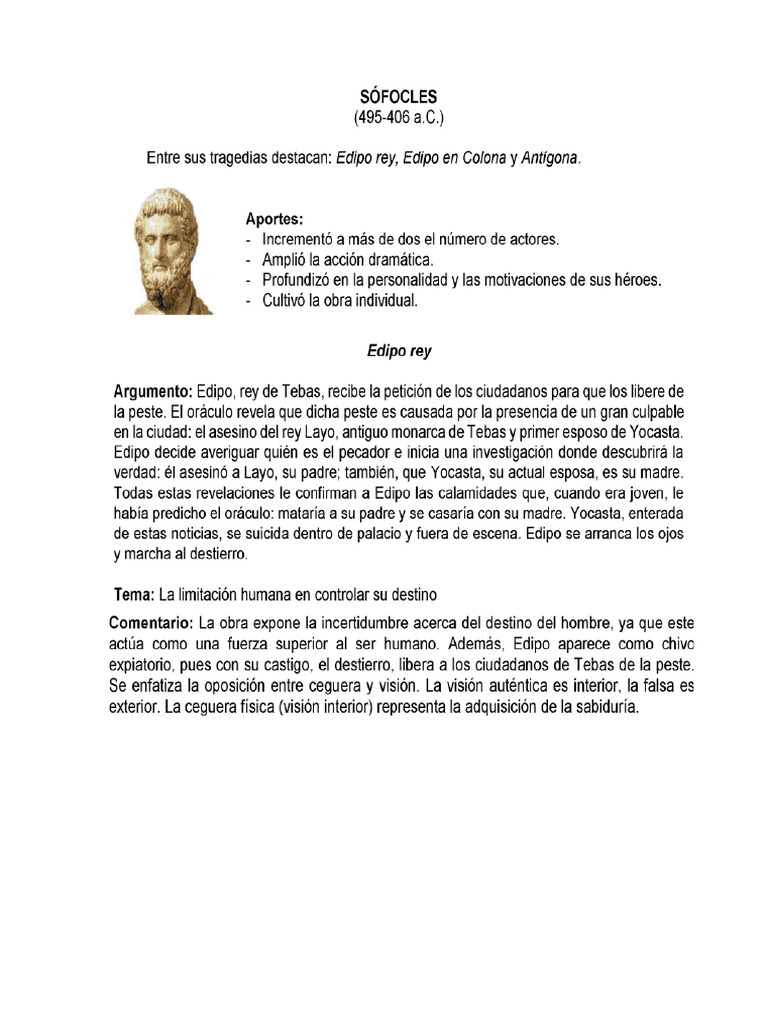 Edipo Rey: Destino y Tragedia Griega | PDF | Edipo | Sófocles