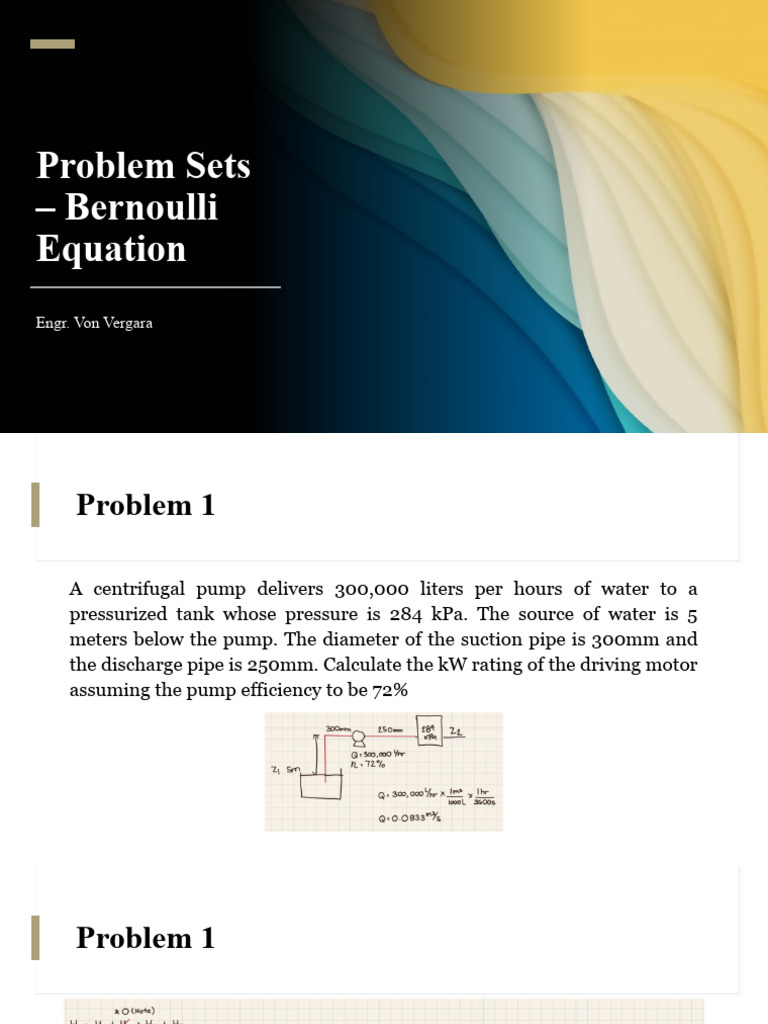 Problem Sets - Bernoulli Equation | PDF