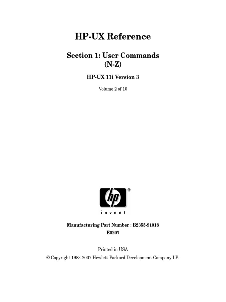 HP-UX Reference (11i v3 07 - 02) - 1 User Commands N-Z (Vol 2) | PDF | Bracket | Copyright
