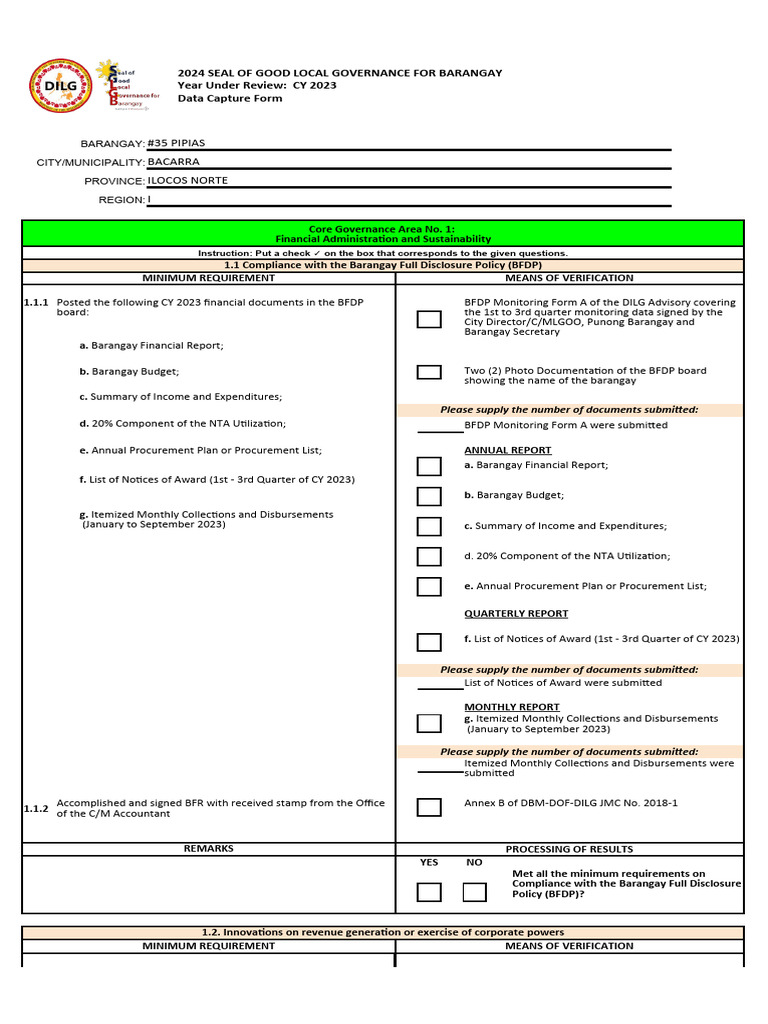 2023 Barangay Data Capture Form | PDF | Emergency Management | Disaster ...