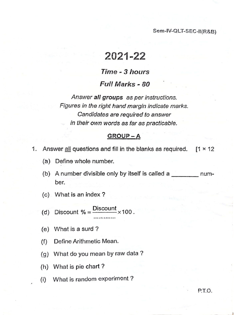 semester -4(QLT)2021-22 question | PDF