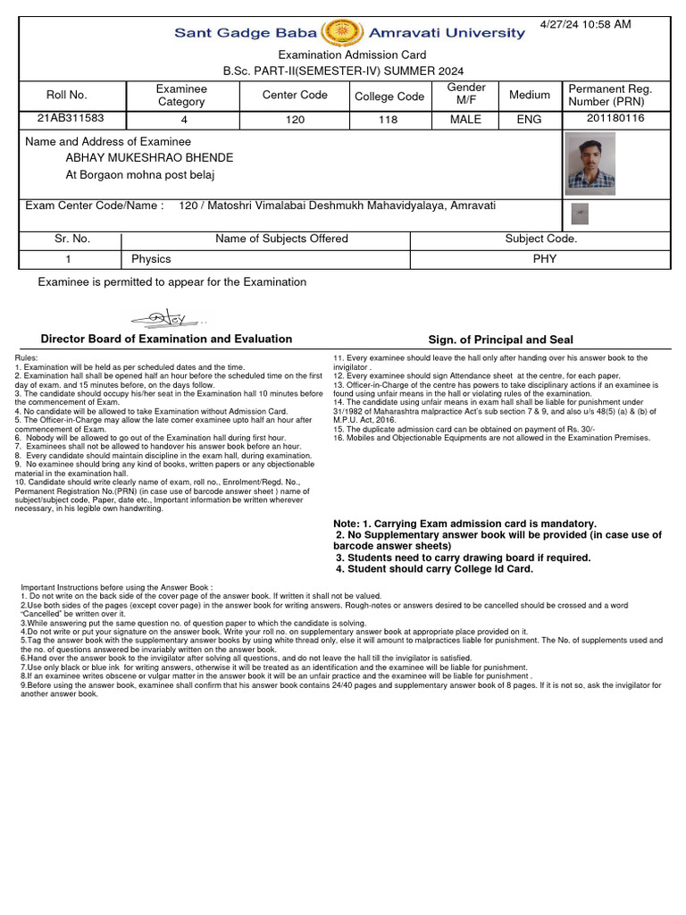 Ex BSC Sem Iv | PDF | Books | Question