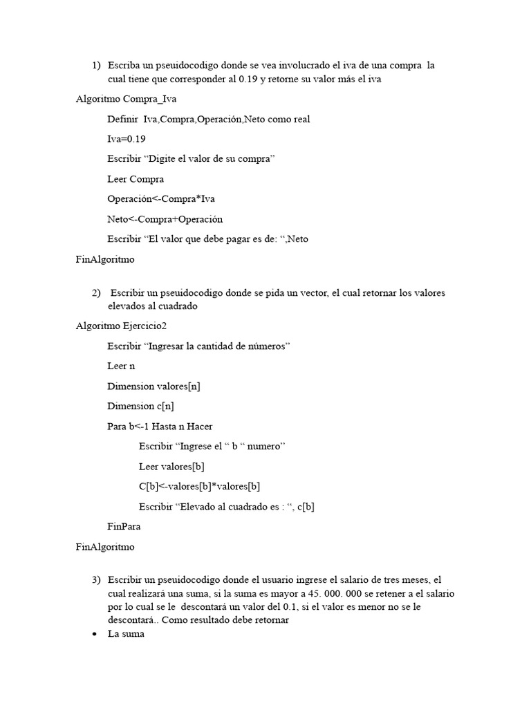 Ejercicios Algoritmia | PDF | Algoritmos y Estructuras de Datos | Algoritmos