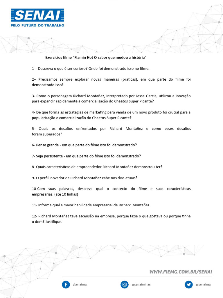 ATiv FIlme Flamin Hot O Sabor Que Mudou A Hitoria | PDF ATiv FIlme Flamin Hot O Sabor Que Mudou A Hitoria | PDF