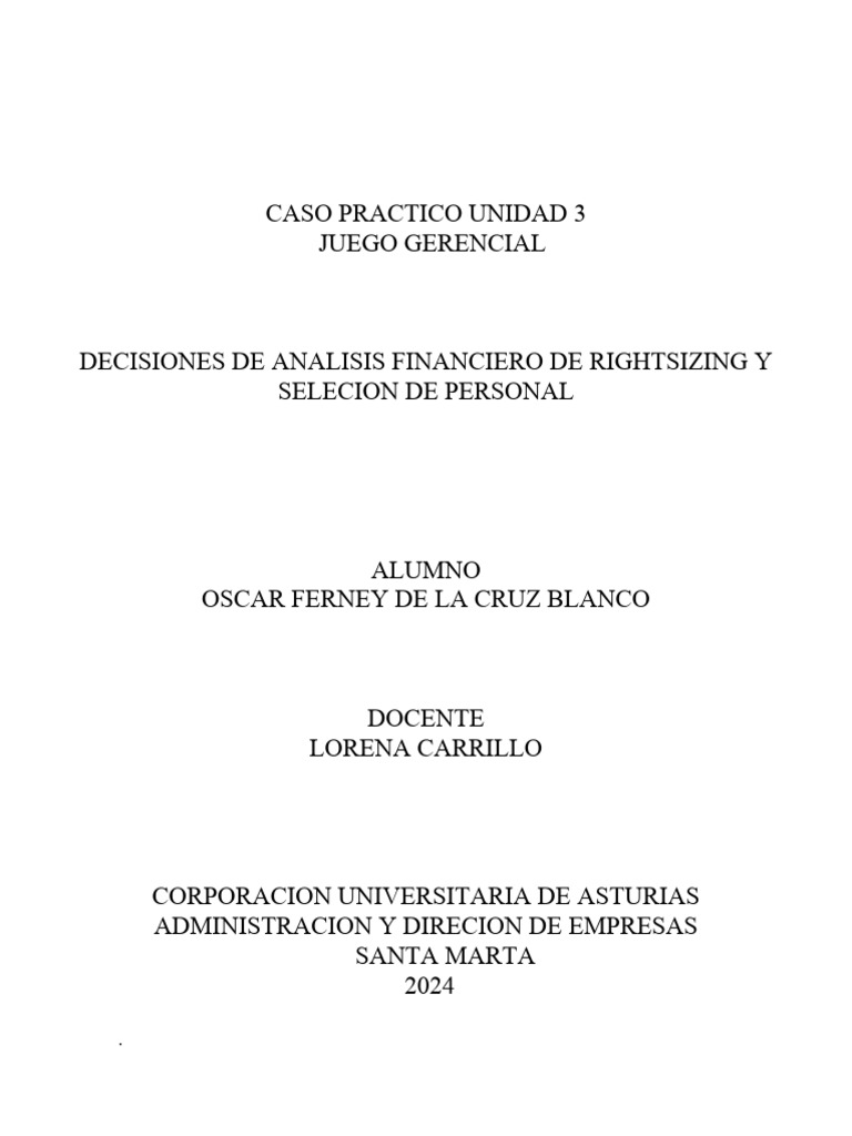 Caso Practico Unidad 3 Juego Gerencial | PDF | Business | Gestión de recursos humanos