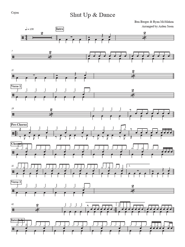 Shut Up & Dance - Cajon | PDF