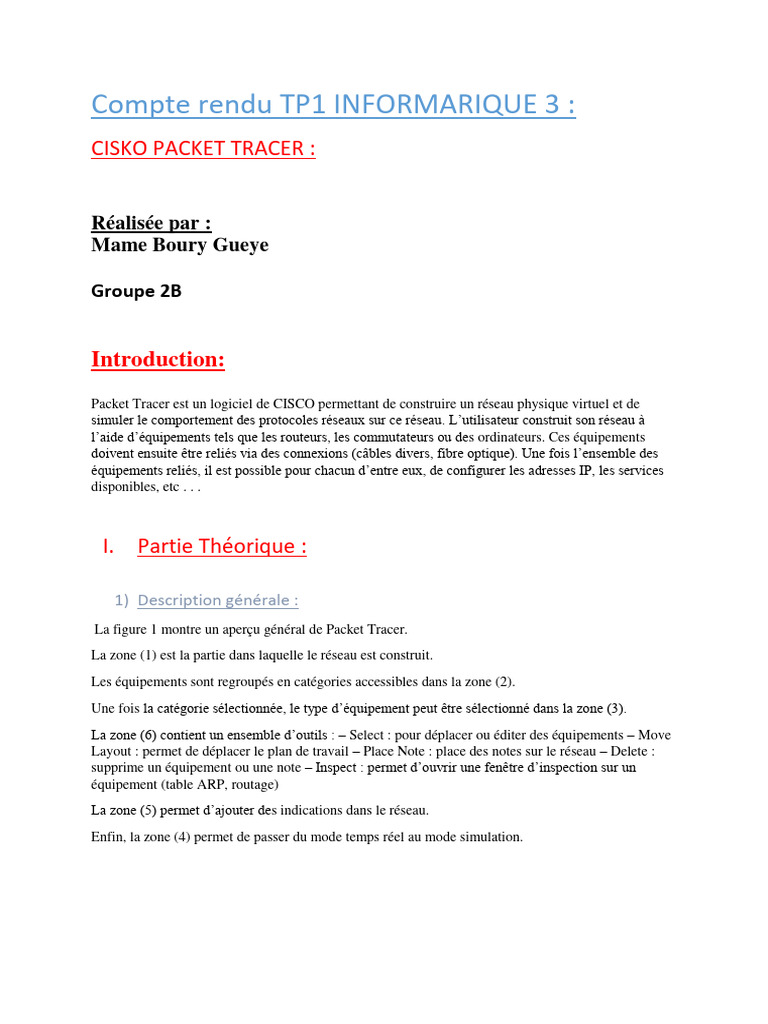 Compte Rendu Tp1 Informarique 3 | PDF | Commutateur réseau | Adresse IP
