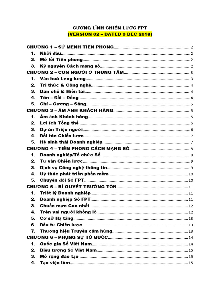 CƯƠNG LĨNH CHIẾN LƯỢC FPT - Final | PDF