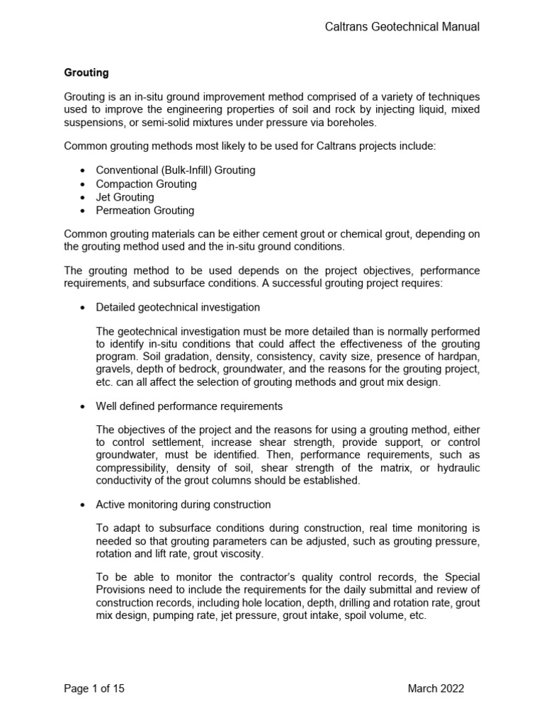 GM Grouting A11y | PDF | Geotechnical Engineering | Soil