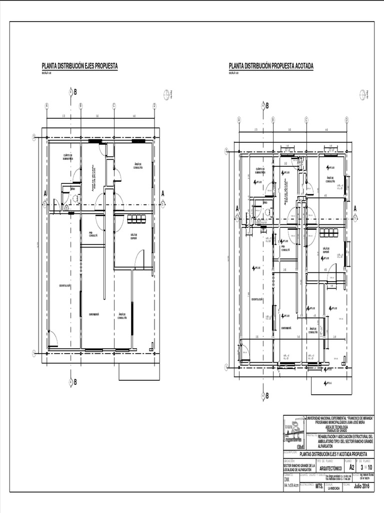 Plano - A2 - PLANTAS DISTRIBUCIÓN EJES Y ACOTADA PROPUESTA | PDF
