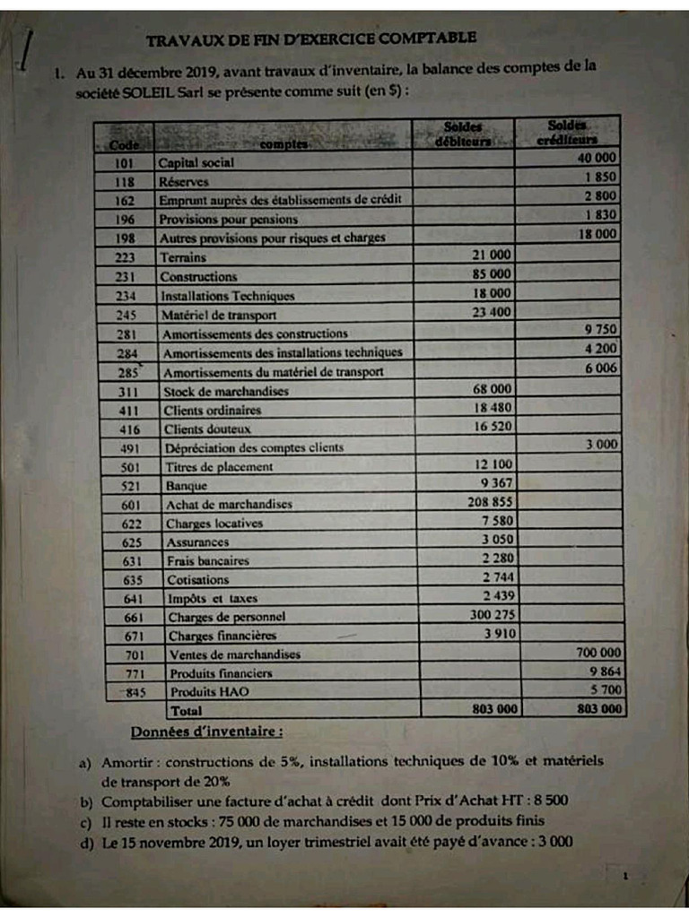 Exercice de Comptabilité Avec Le Prof | PDF