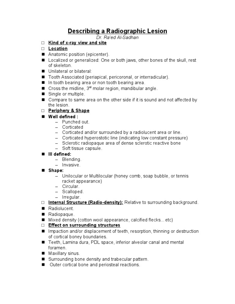 How To Describe A Lesion | PDF