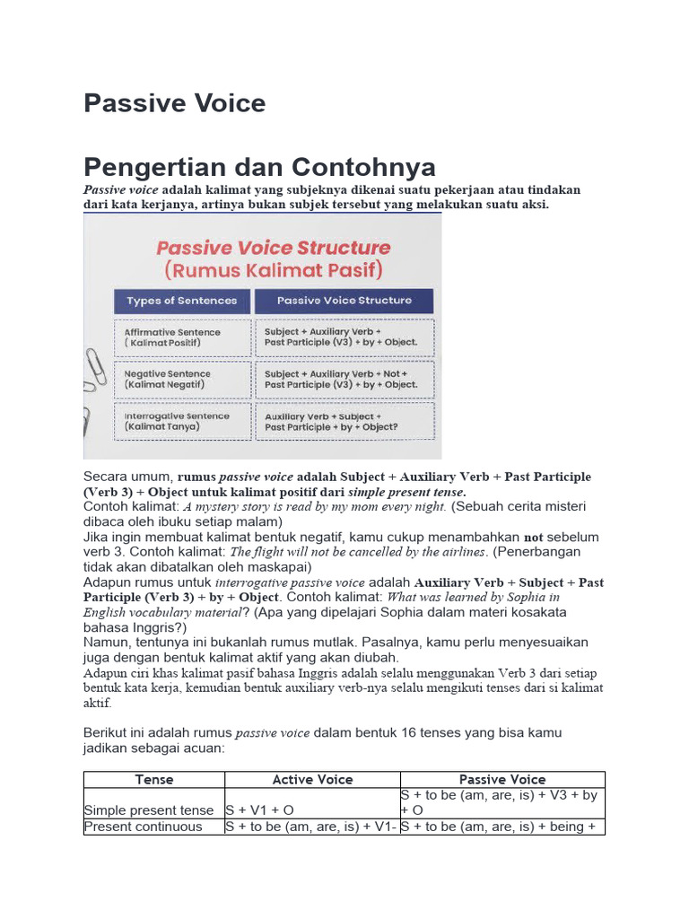 Passive Voice | PDF | Grammatical Tense | Verb