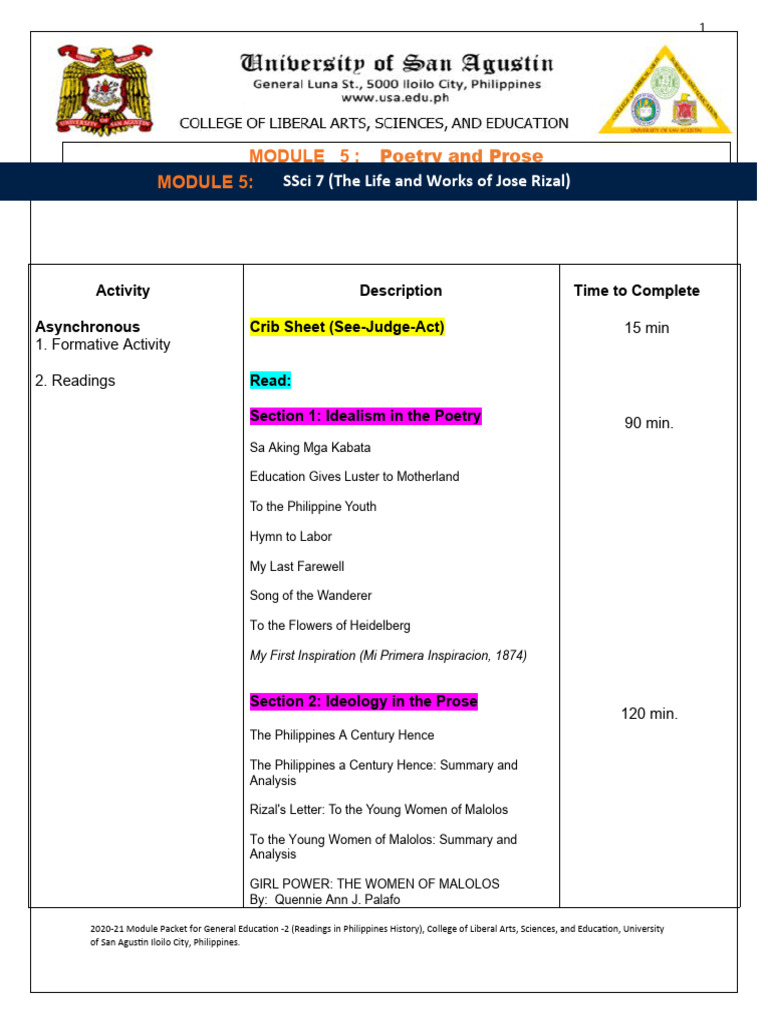 Module 4 Prose and Poetry of Rizal | PDF | Philippines