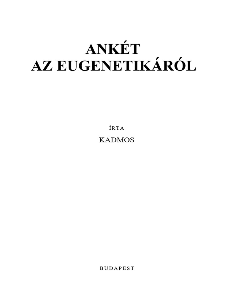 Biro Imre Anket Az Eugenikarol | PDF