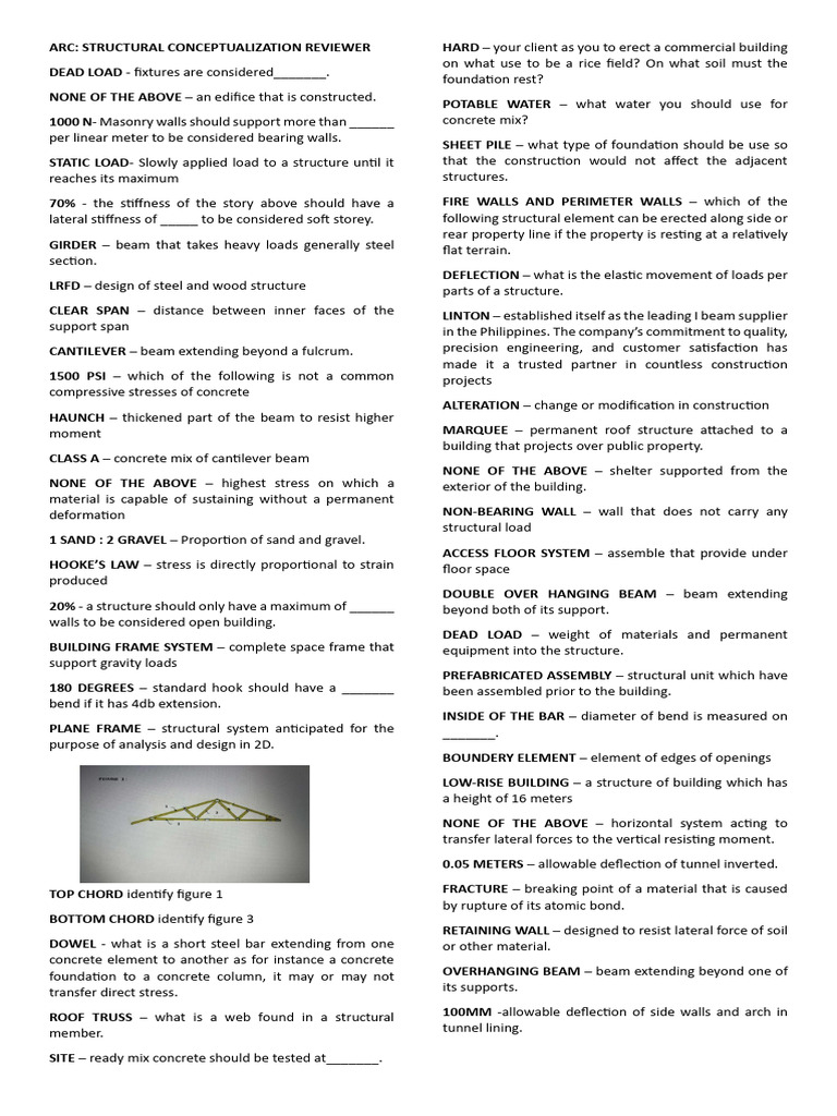 STRUCTURAL CONCEPT Reviewer | PDF | Beam (Structure) | Truss