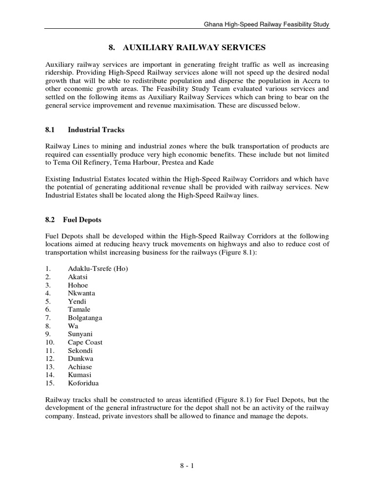 8 Auxilliary Services To The HSR | PDF | Economies