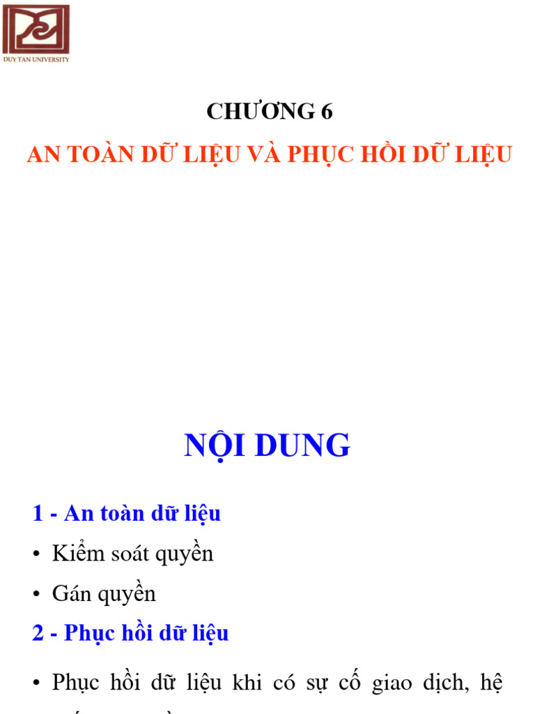 Is 401 - He Quan Tri CSDL - 2022 - Lec 09 | PDF