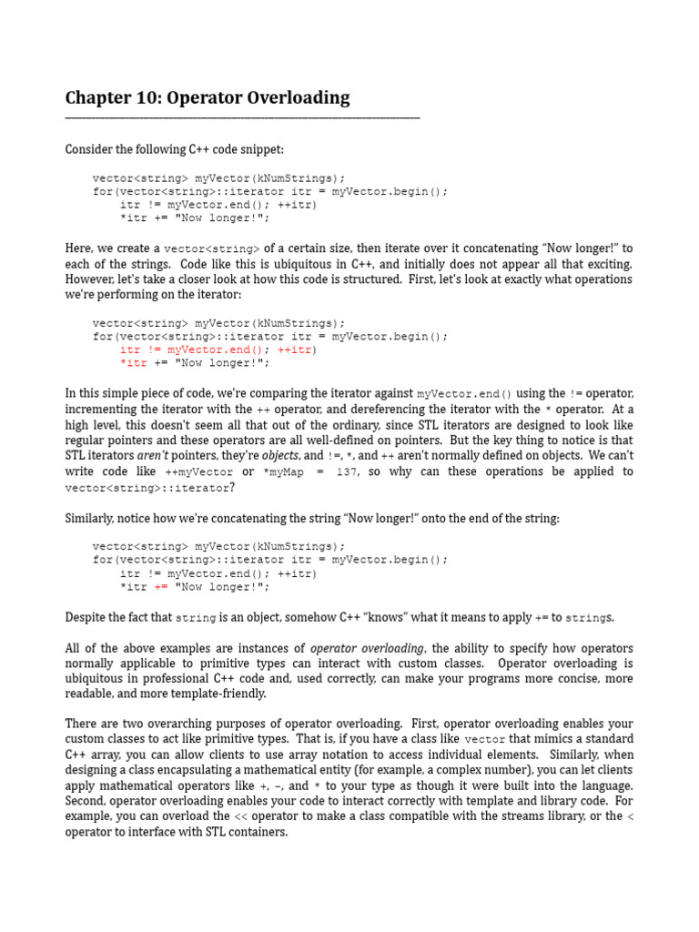 Ch10 - OperatorOverloading in Dept | Download Free PDF | C++ | Class (Computer Programming)