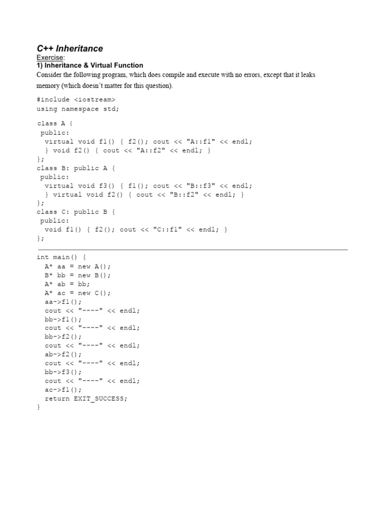 Sec07 Worksheet Soln Oop Exercices Pdf Pointer Computer Programming C 