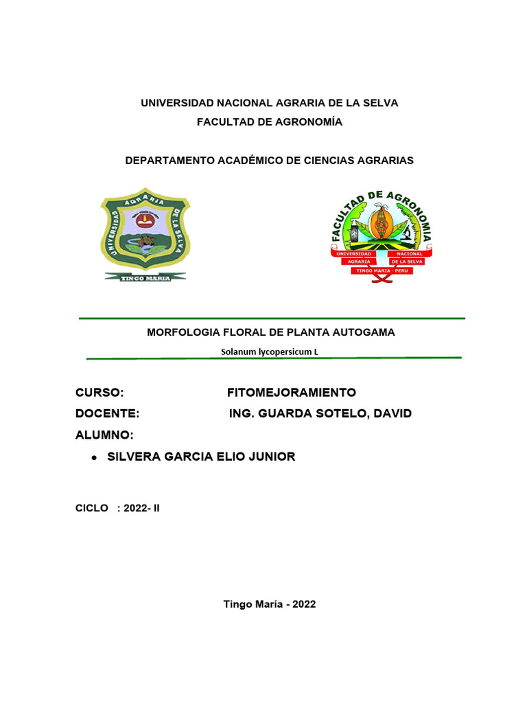Morfolgia floral de autogama del Tomate | PDF | Tomate | Flores