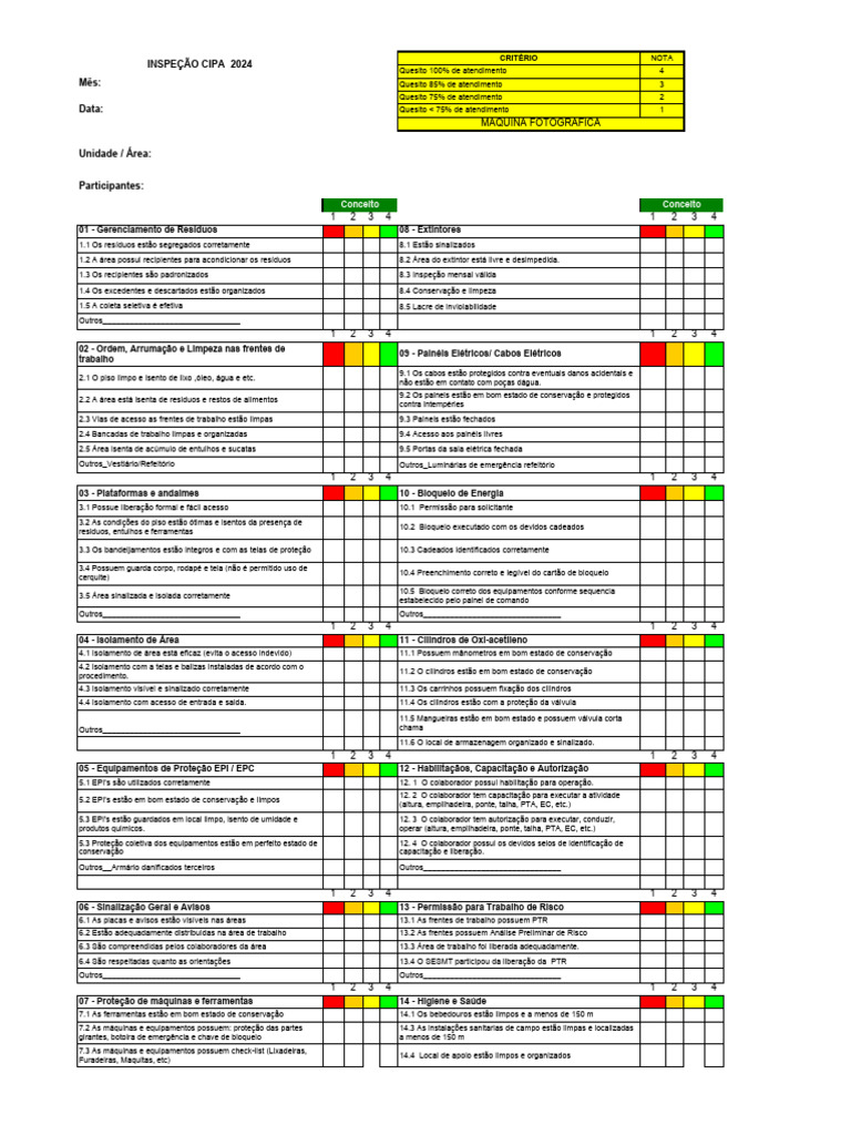Inspeções - Check-List para Envio para A Secretária | PDF