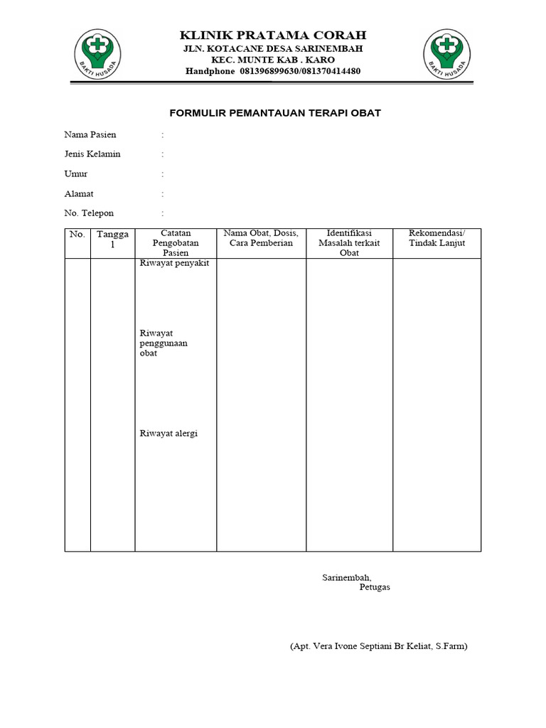 Formulir Pemantauan Terapi Obat | PDF