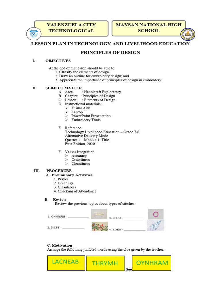 Lesson Plan Principles-Of-Design | PDF | Symmetry | Cognition