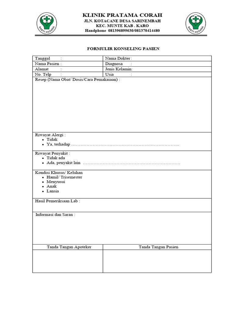 Formulir Konseling Pasien | PDF