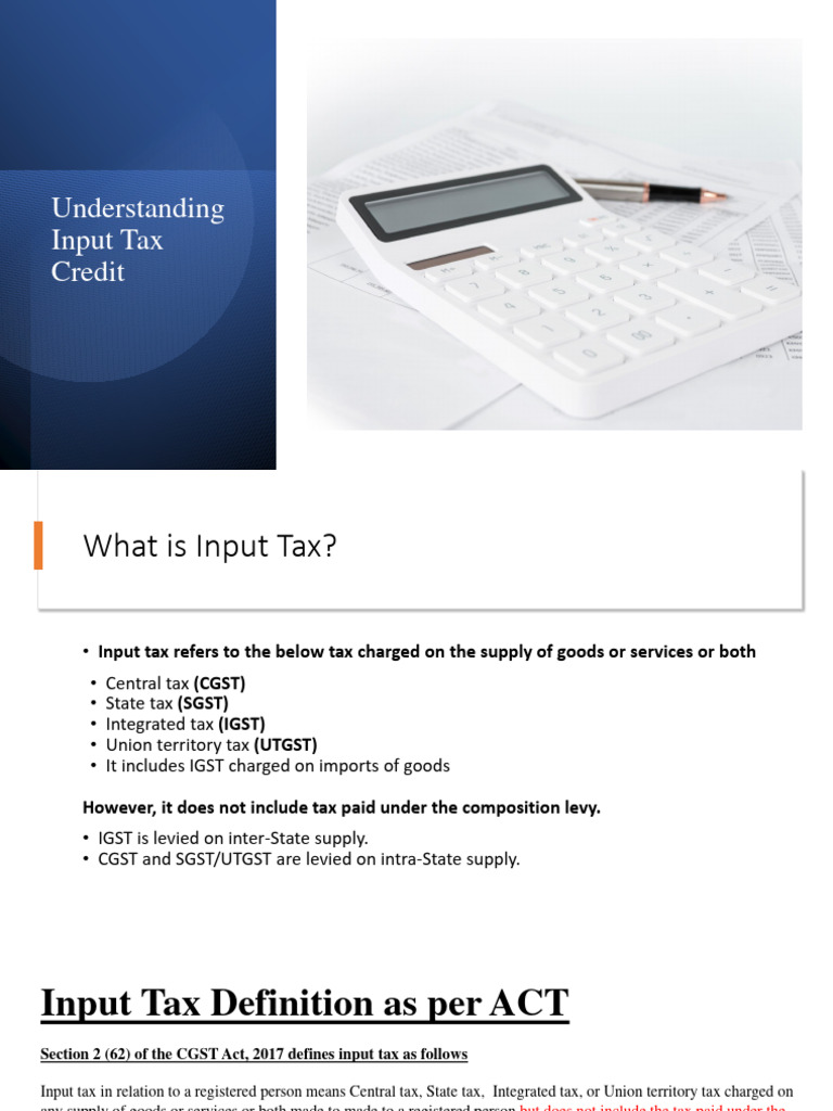 Input Tax Credit Under GST | PDF | Taxes | Tax Credit