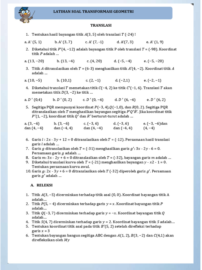 Bank Soal Transformasi Geometri | PDF | Metode & Bahan Ajar