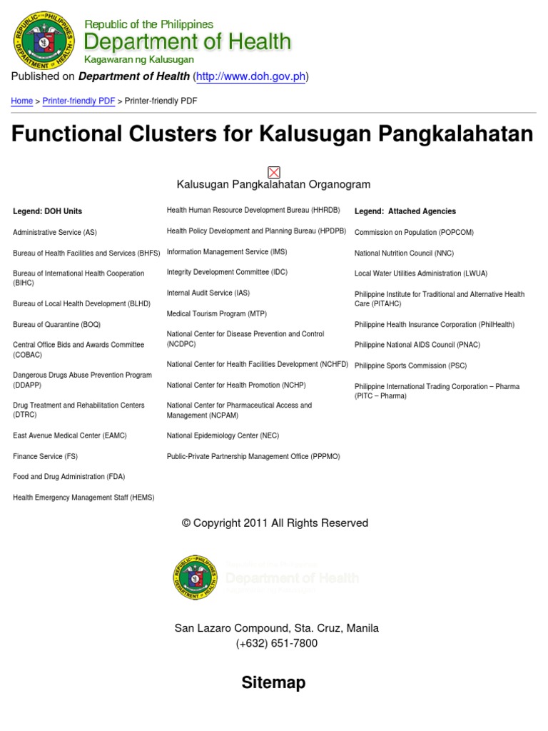 Department of Health - Functional Clusters For Kalusugan Pangkalahatan ...
