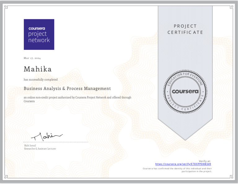 Business Analysis and Process Management Certificate | PDF